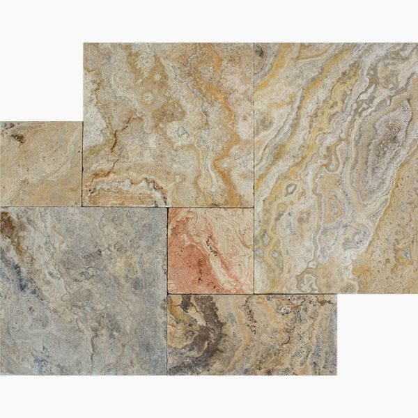 Limestone Paver - French Pattern Shell Stone Tumbled Limestone Paver ...